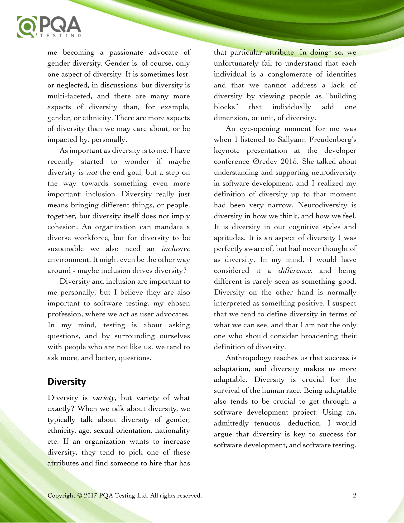 Inclusive Leadership | PLATO | Test smarter & deliver faster