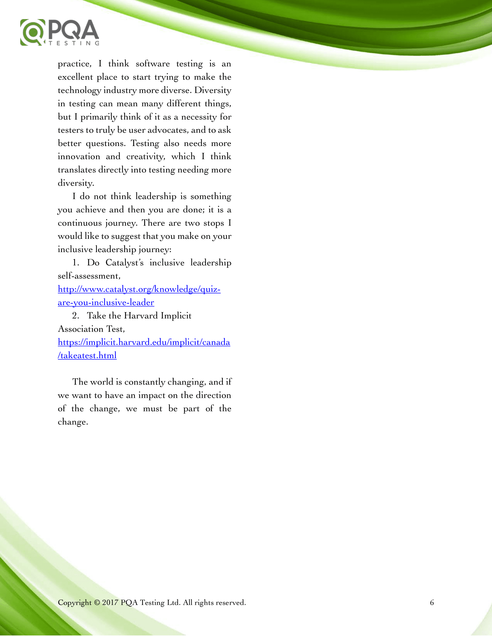 Inclusive Leadership | PLATO | Test smarter & deliver faster