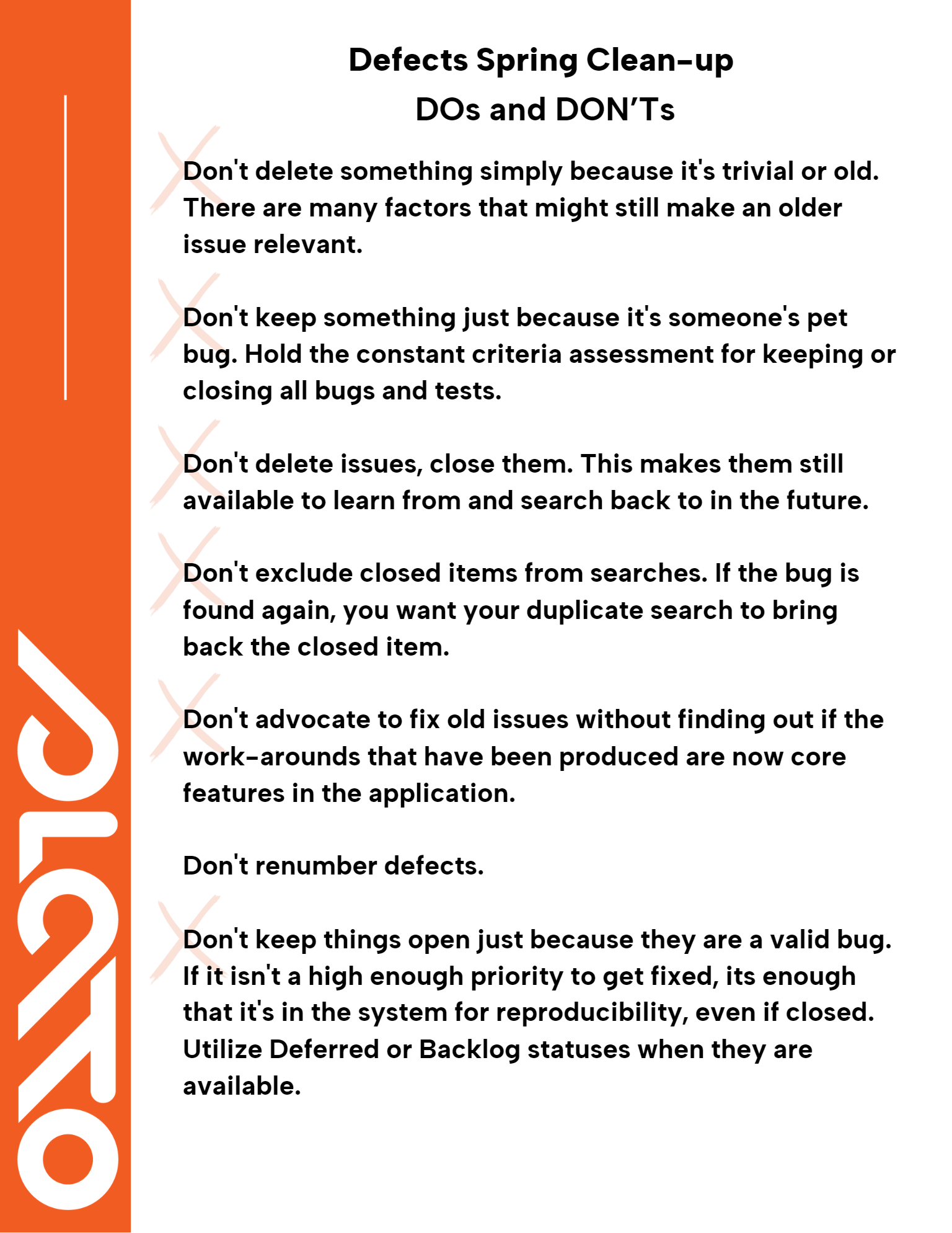 Defects Spring Clean-up: DOs and DON'Ts | PLATO