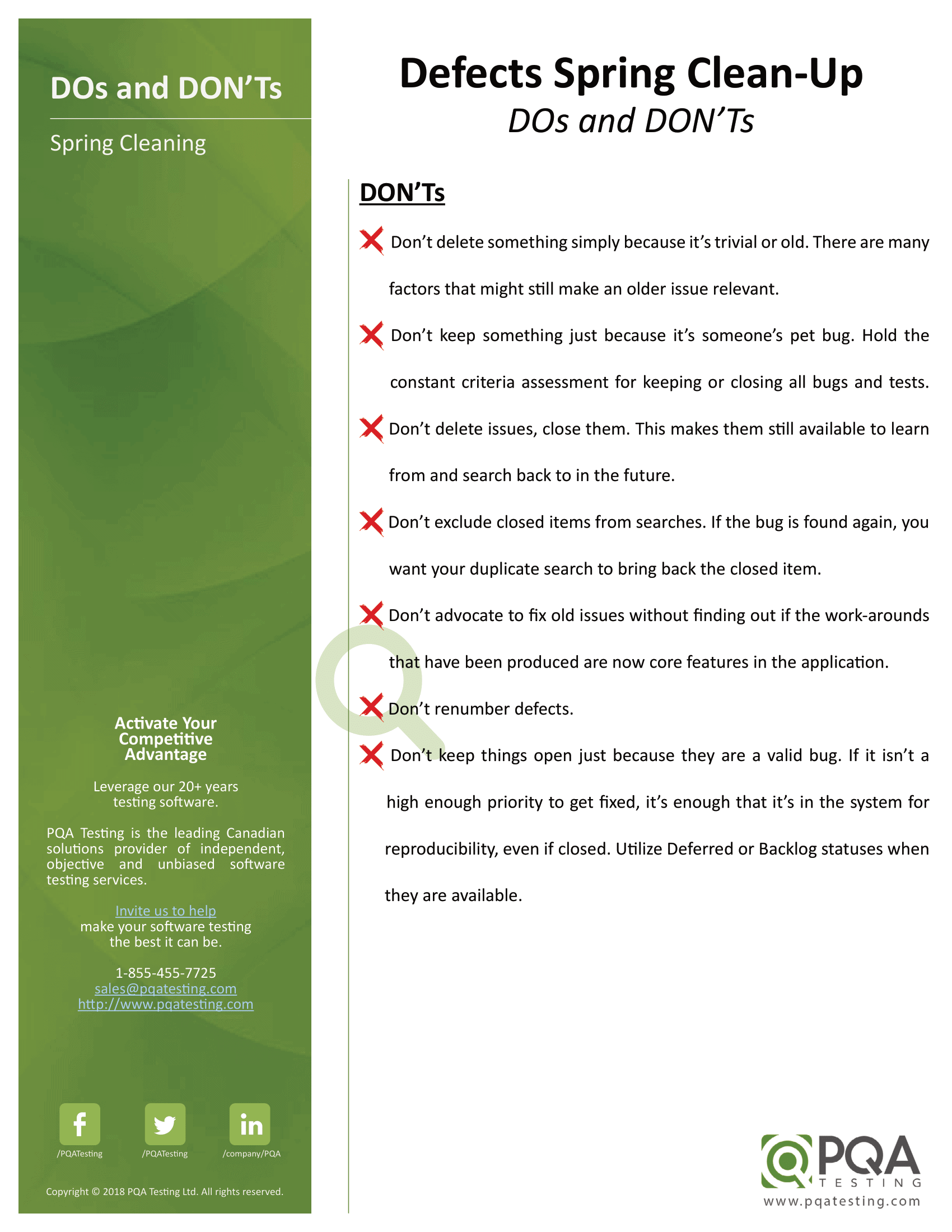 Defects Spring Clean-up: DOs and DON'Ts | PLATO Testing