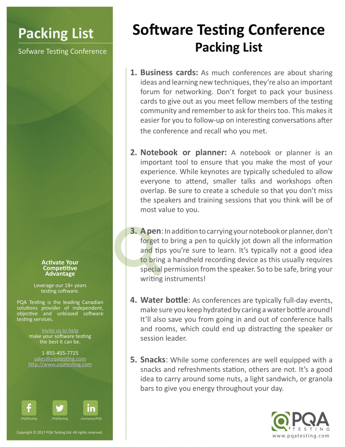 Software Testing Conference Packing List | PLATO