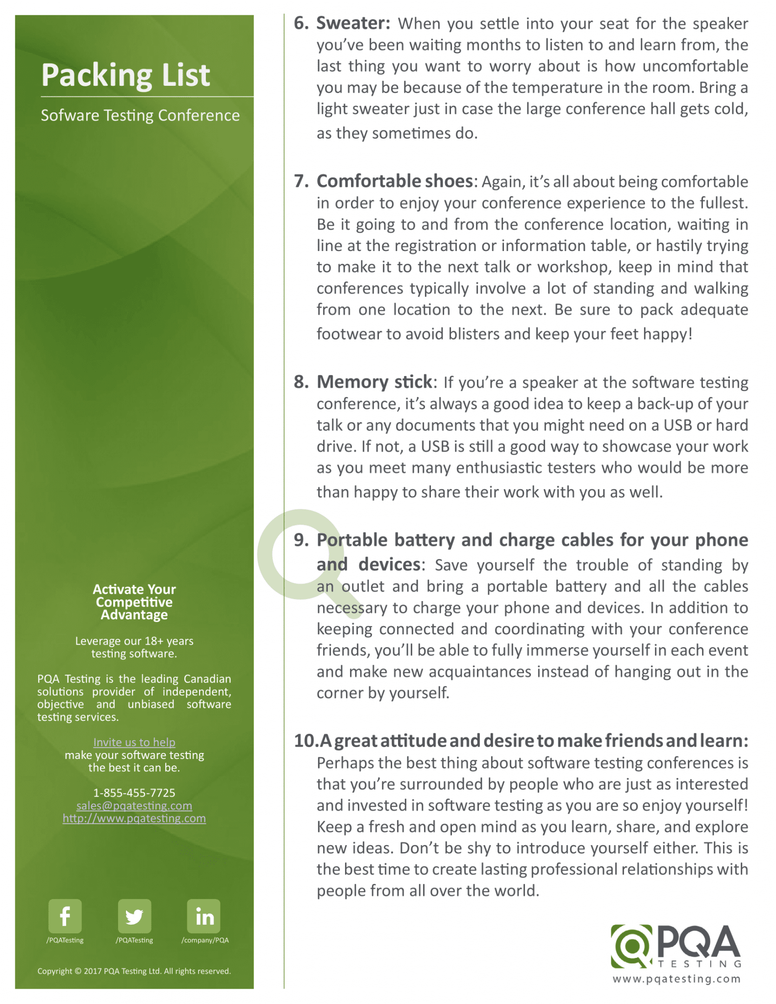 Software Testing Conference Packing List | PLATO